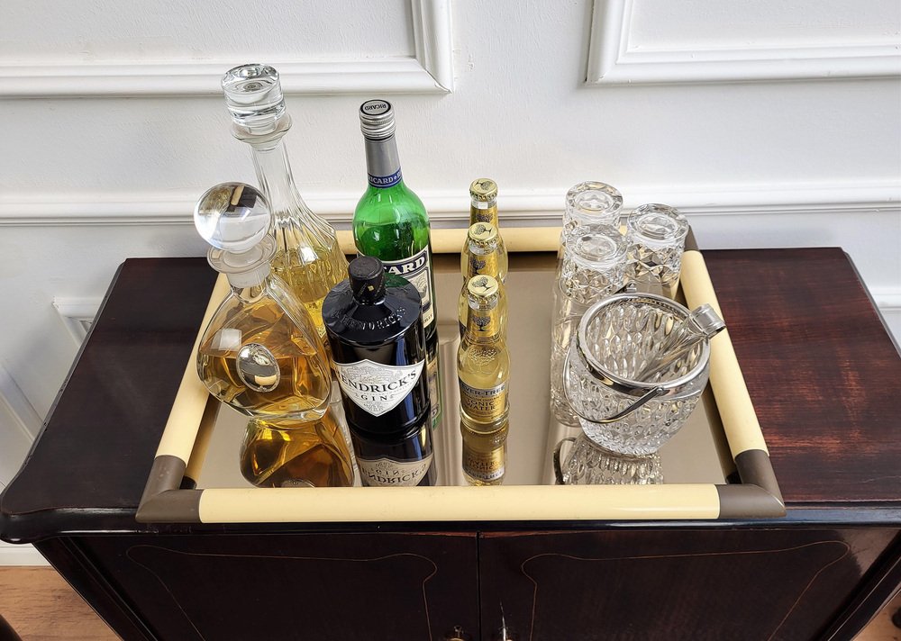 Rectangular Brass and Mirror Centerpiece Tray by Tommaso Barbi, Italy ...