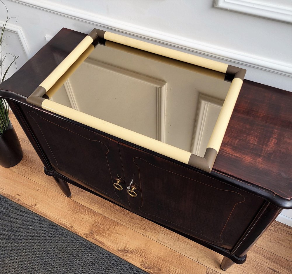 Rectangular Brass and Mirror Centerpiece Tray by Tommaso Barbi, Italy ...