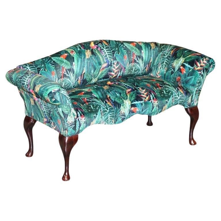 Small Window Seat Bench Sofa with Birds of Paradise Upholstery for sale ...