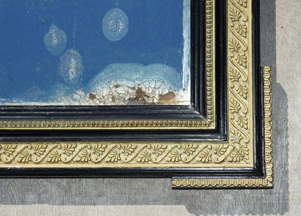 Italian Foxed Glass Mirror with Gilt Frame, 1840s for sale at Pamono