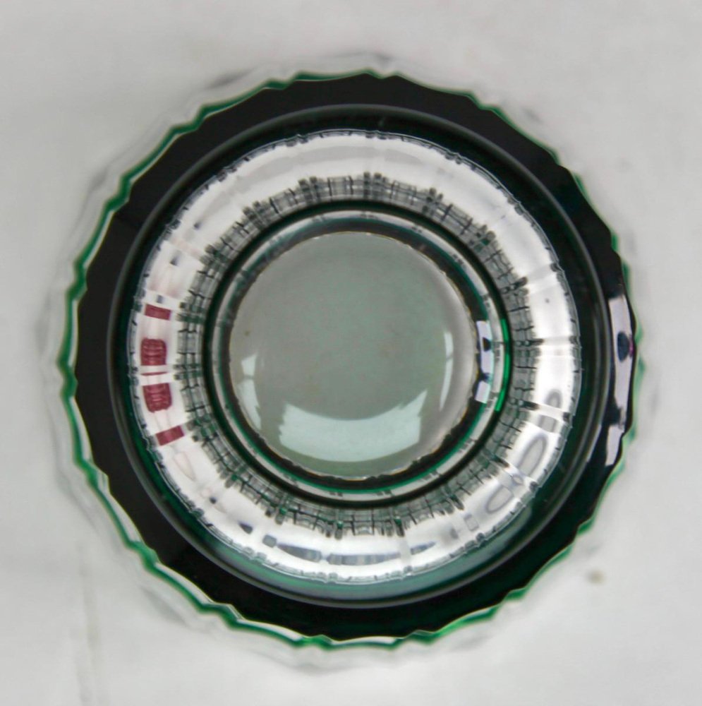 Grüne Art Deco Cut-to-Clear Kristallvase von Val Saint-Lambert, 1950er ...