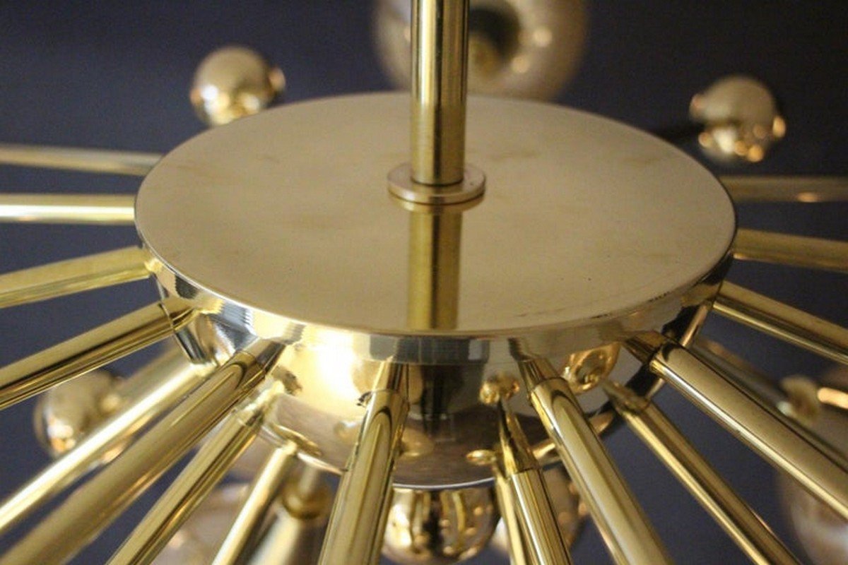 Sputnik Golden and Silver Coloured Murano Glass Globe Chandelier, 2000s ...