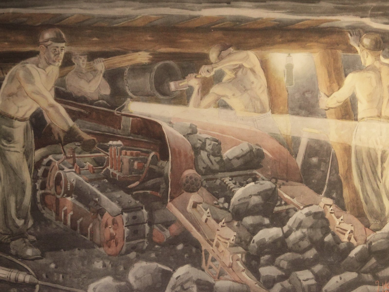 Communist School Poster of Coal Mine Workers by Jindrich Vlcek, 1951 ...