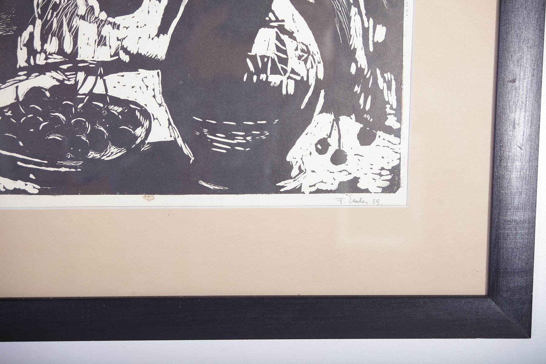 Frantisek Emler, Nude Morning, Linocut on Paper, 1959, Framed for sale ...