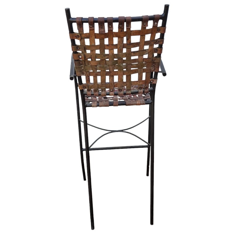 Tall Spanish Wrought Iron and Leather Stools, 1980s, Set of 2 for sale ...