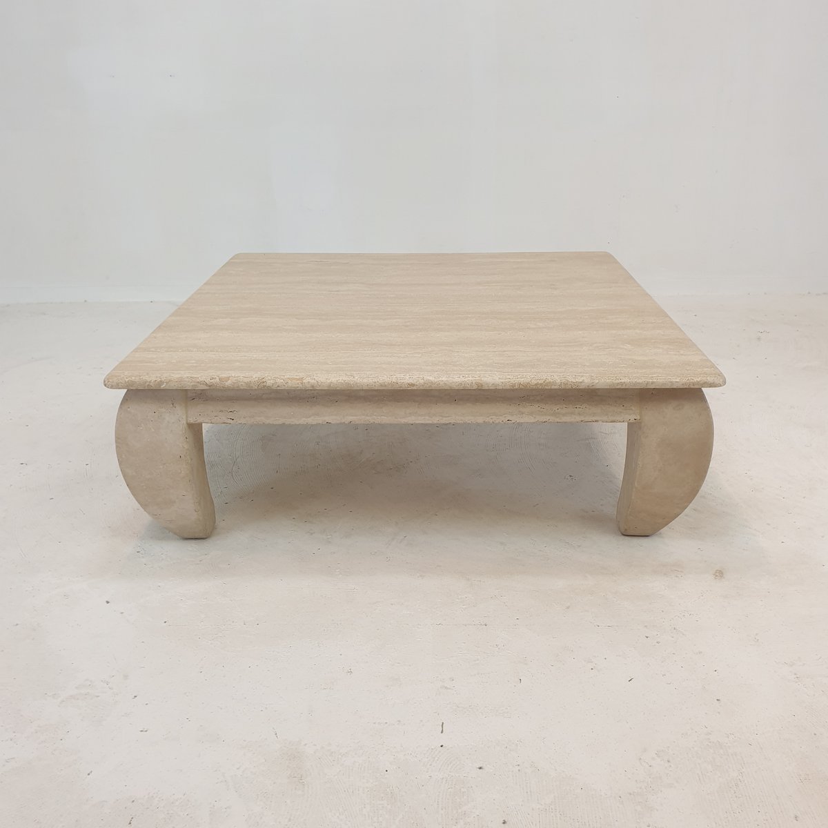 Italian Opium Coffee Table in Travertine, 1980s for sale at Pamono