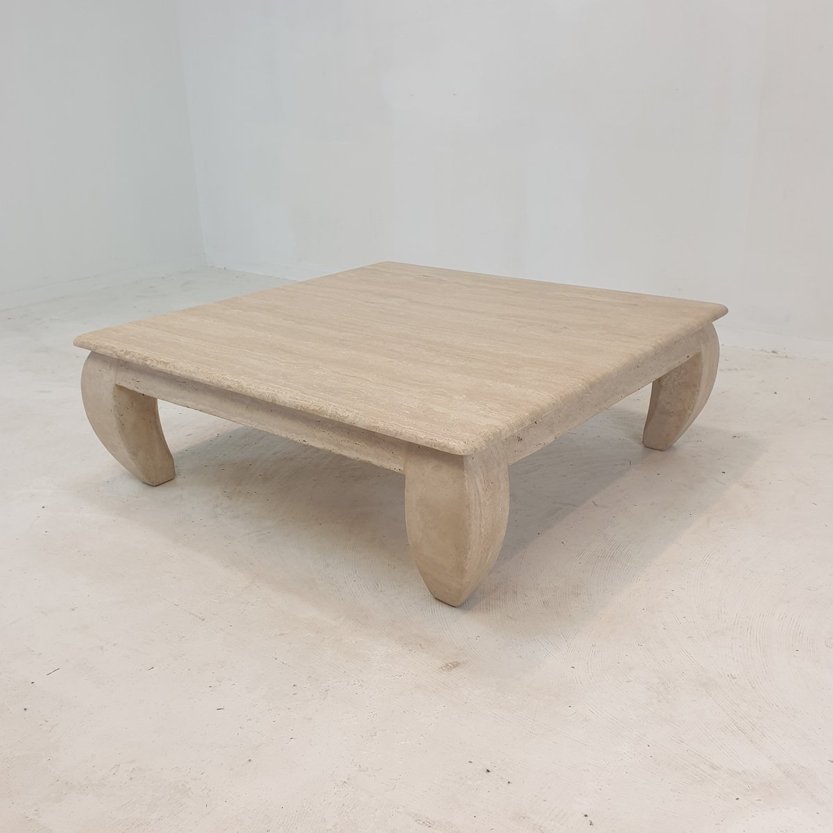 Italian Opium Coffee Table in Travertine, 1980s for sale at Pamono