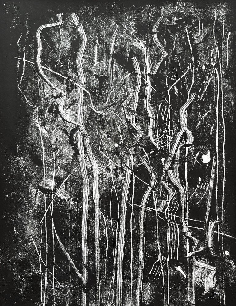 Lena Ochkalova, und hier stehen sie in der Nacht, 2021, Tinte auf Papier bei Pamono kaufen