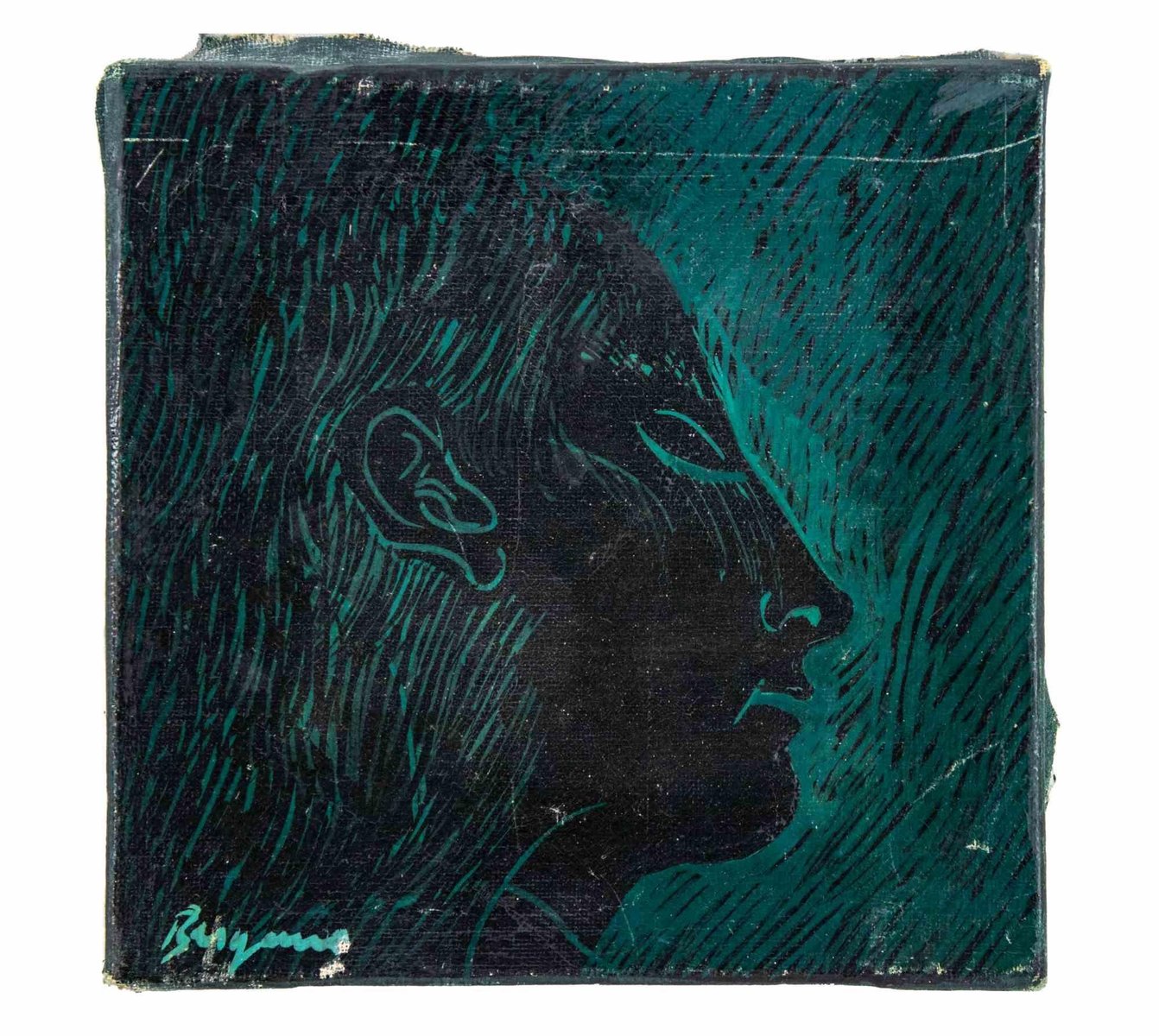 Danilo Bergamo, Man, Original Oil on Canvas, 1970s for sale at Pamono