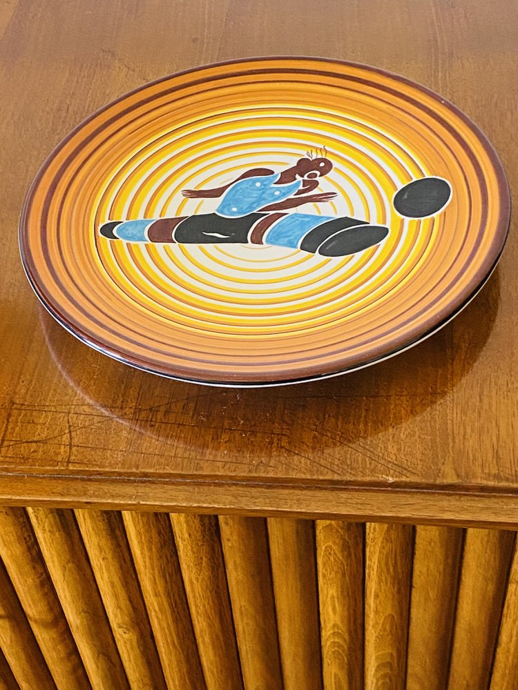 Futurist Soccer Player Plate by Dante Baldelli for Fictilia, Faenza ...
