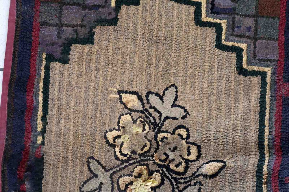Antique American Hooked Rug, 1880s for sale at Pamono