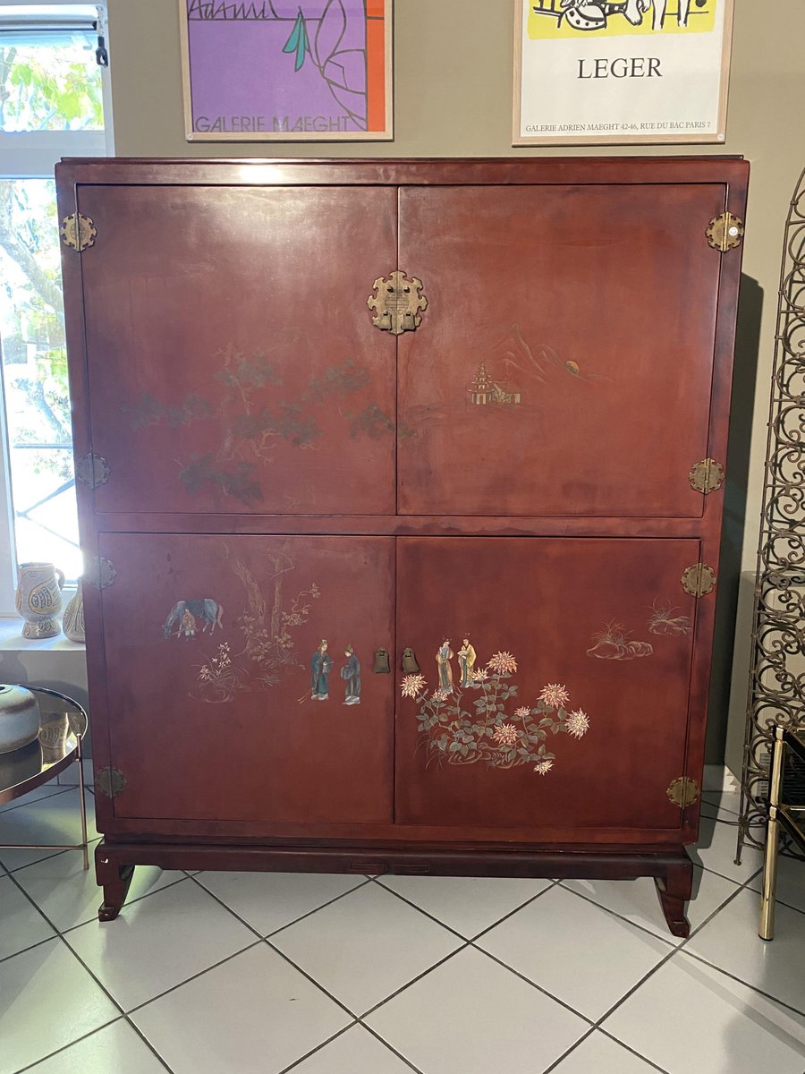 Vintage Asian Lacquer Wardrobe for sale at Pamono