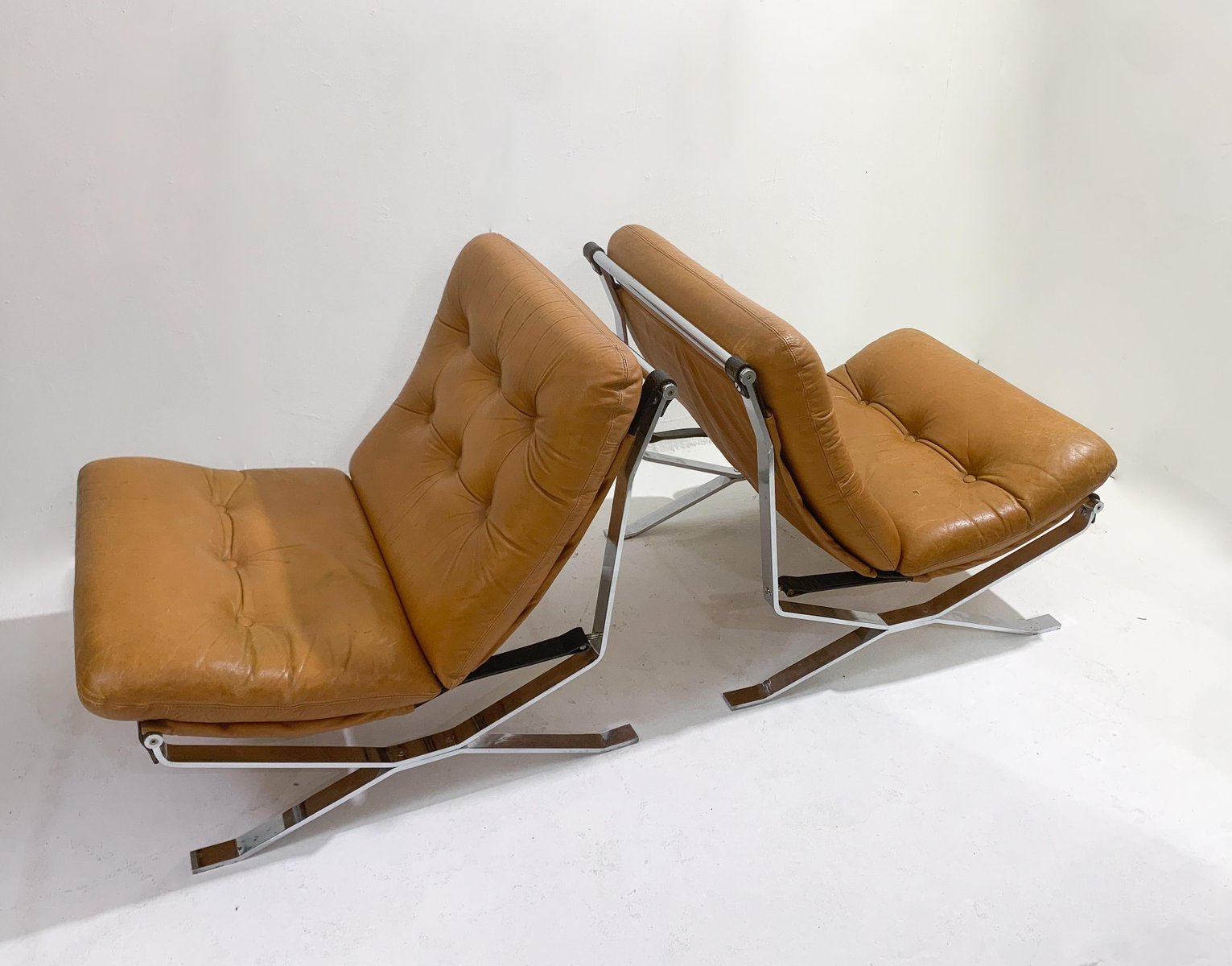 Italienische Mid-Century Modern Ledersessel von MIM Roma, 1960er, 2er ...