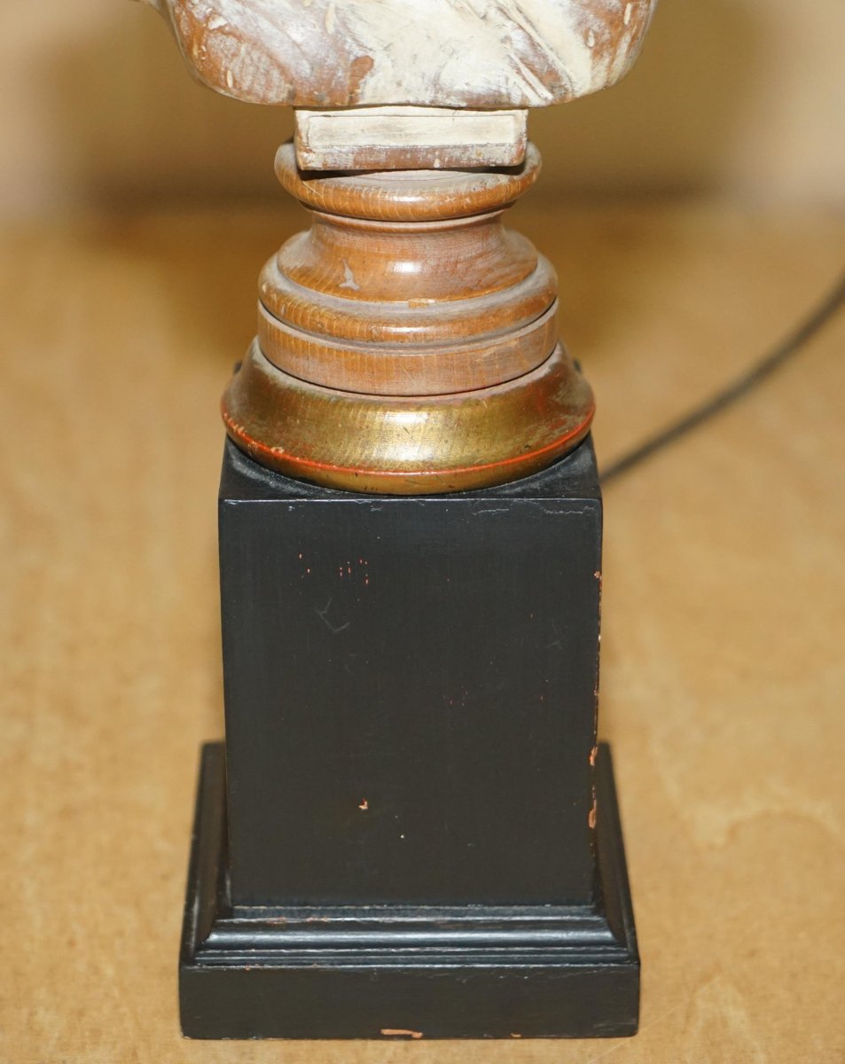 French Neoclassical Bust Lamps in Carved & Limed Oak, Set of 2 for sale ...