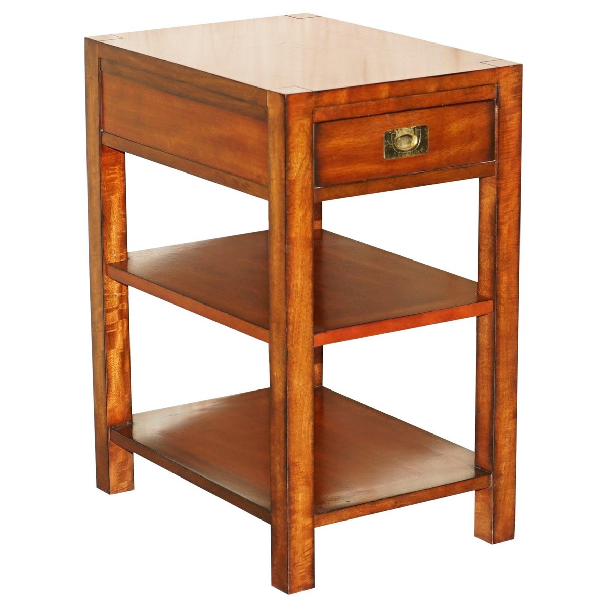 Military Campaign Side Table with Single Drawer for sale at Pamono