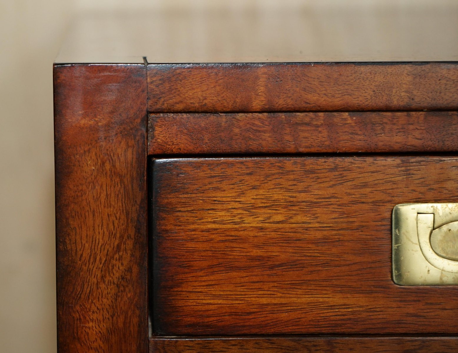 Military Campaign Side Table with Single Drawer for sale at Pamono