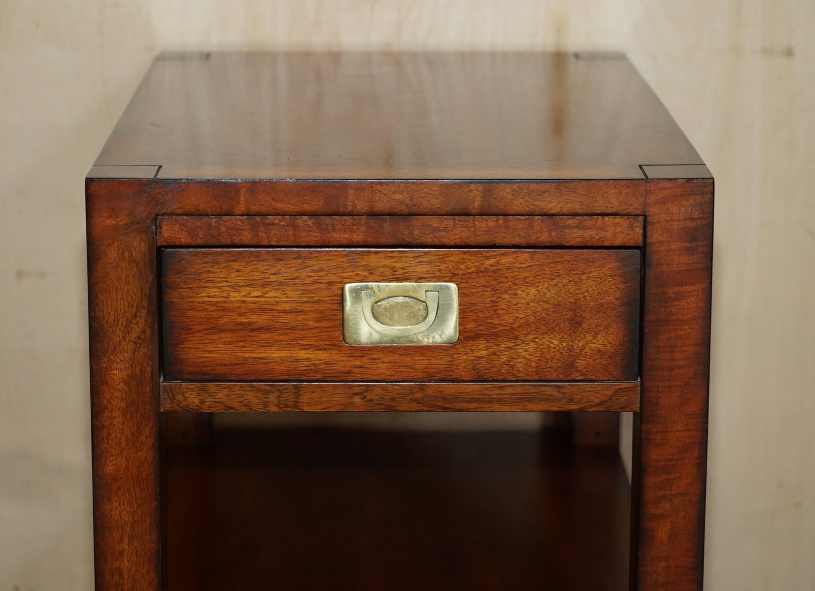 Military Campaign Side Table with Single Drawer for sale at Pamono