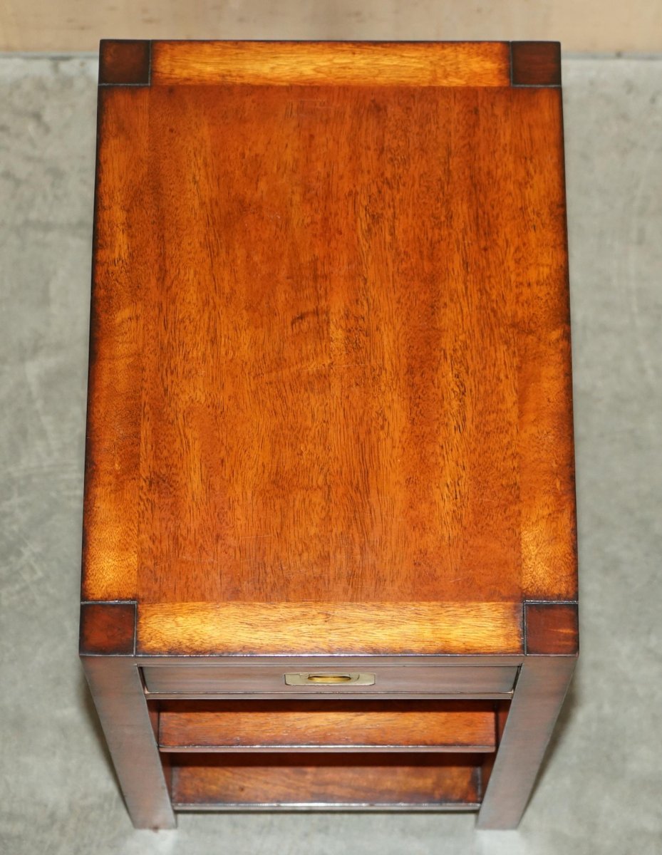 Military Campaign Side Table with Single Drawer for sale at Pamono