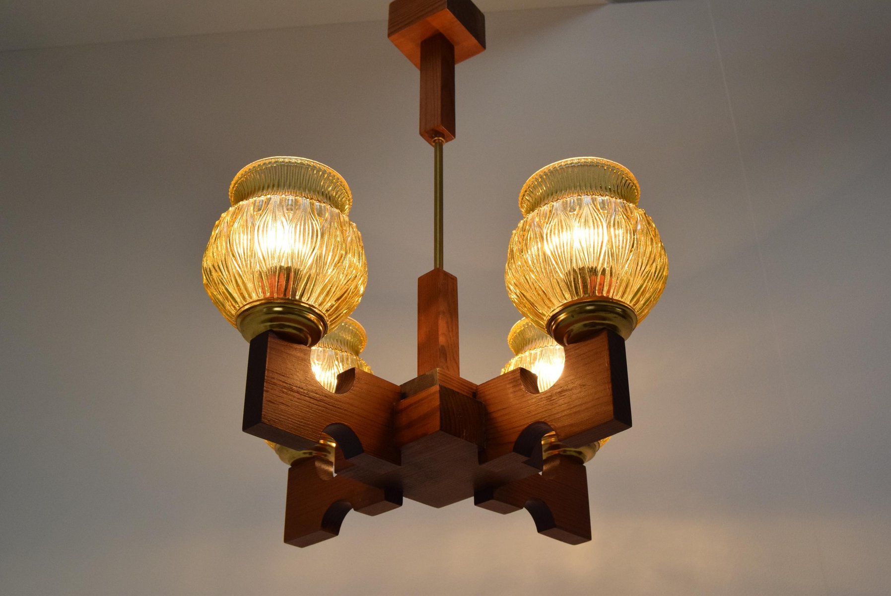 Wood Ceiling Light, 1980s for sale at Pamono