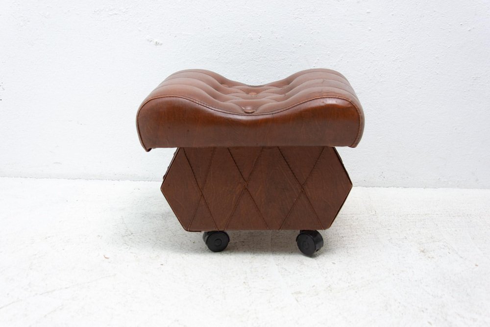 Vintage Kunstleder Hocker mit Stauraum, Tschechoslowakei, 1980er bei ...