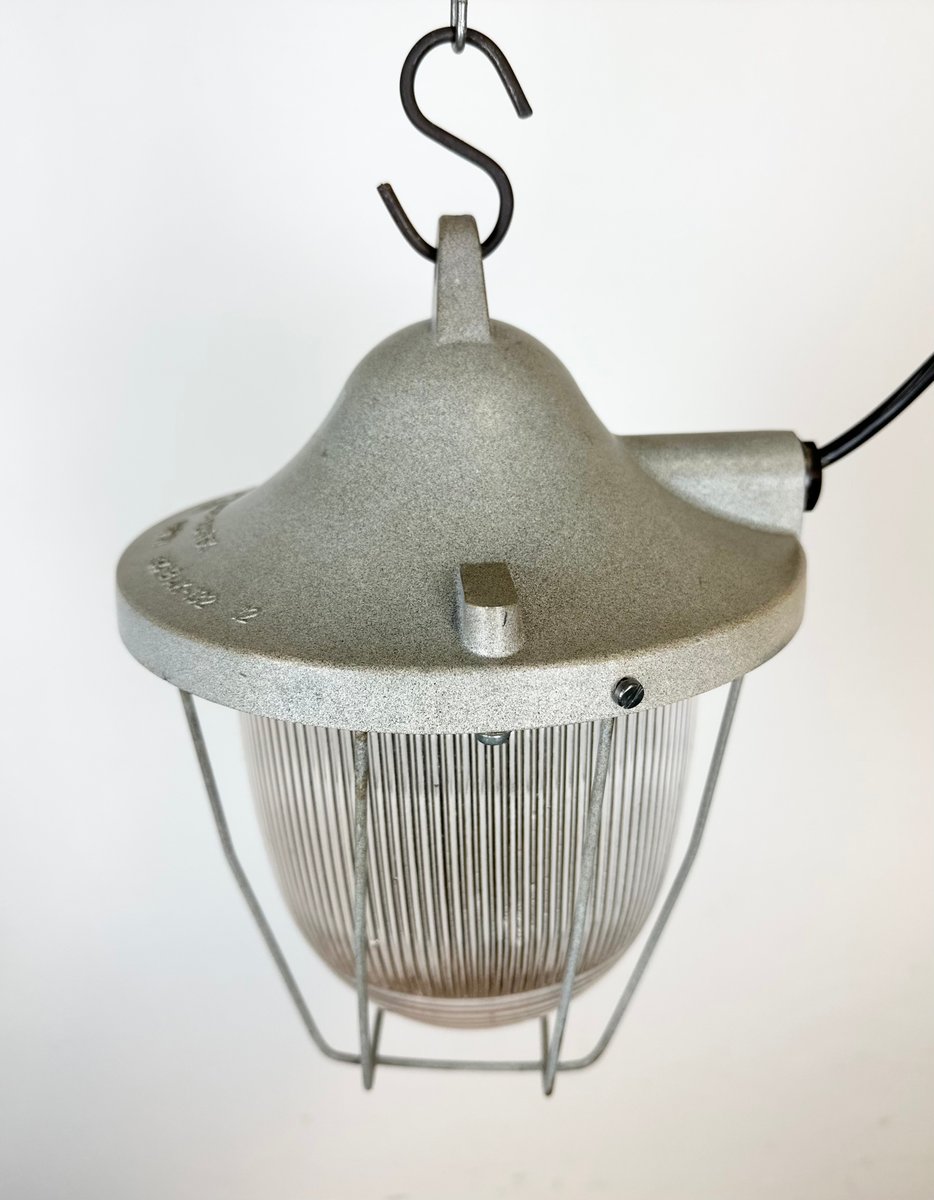 Light Industrial Grey Bunker Light from Polam Gdansk, 1970s for sale at ...