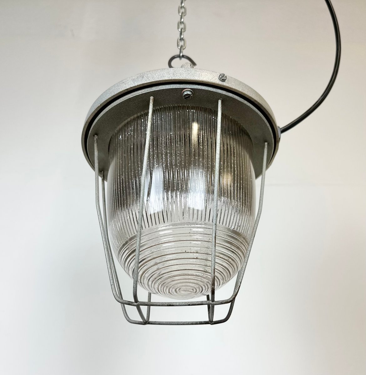Light Industrial Grey Bunker Light from Polam Gdansk, 1970s for sale at ...