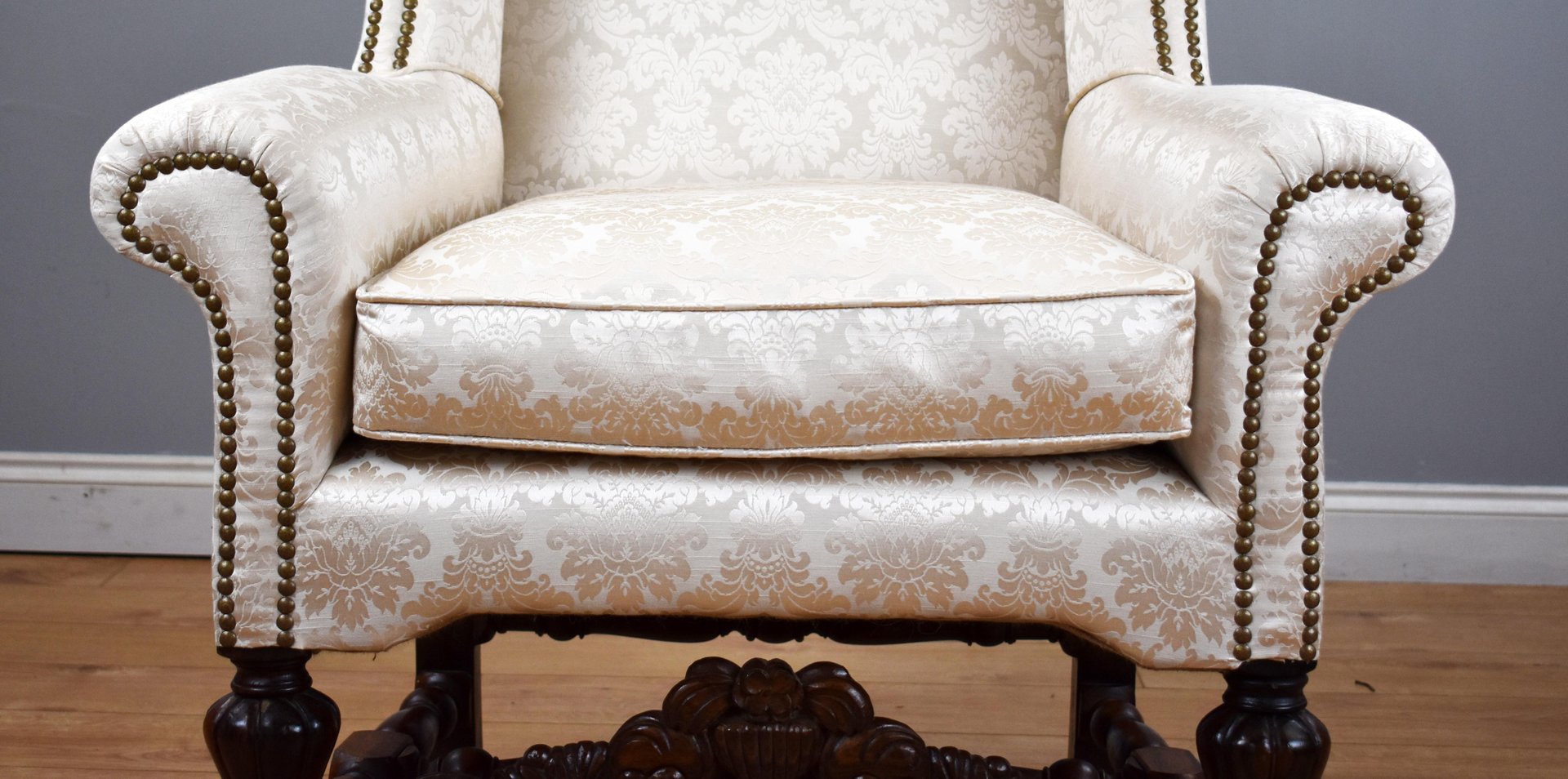 19th Century Carolean Style Wing Back Armchair for sale at Pamono