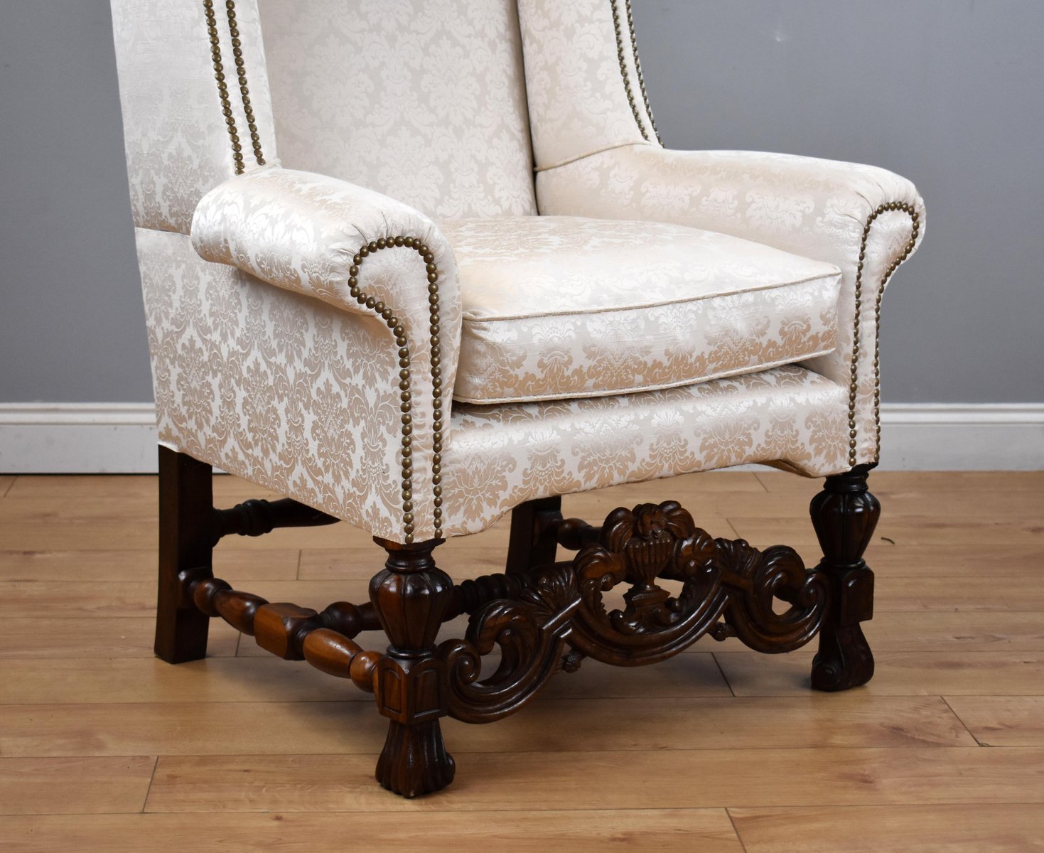 19th Century Carolean Style Wing Back Armchair for sale at Pamono