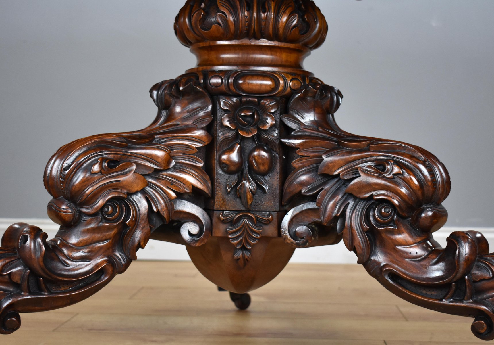 19th Century Victorian English Burr Walnut & Marquetry Circular ...
