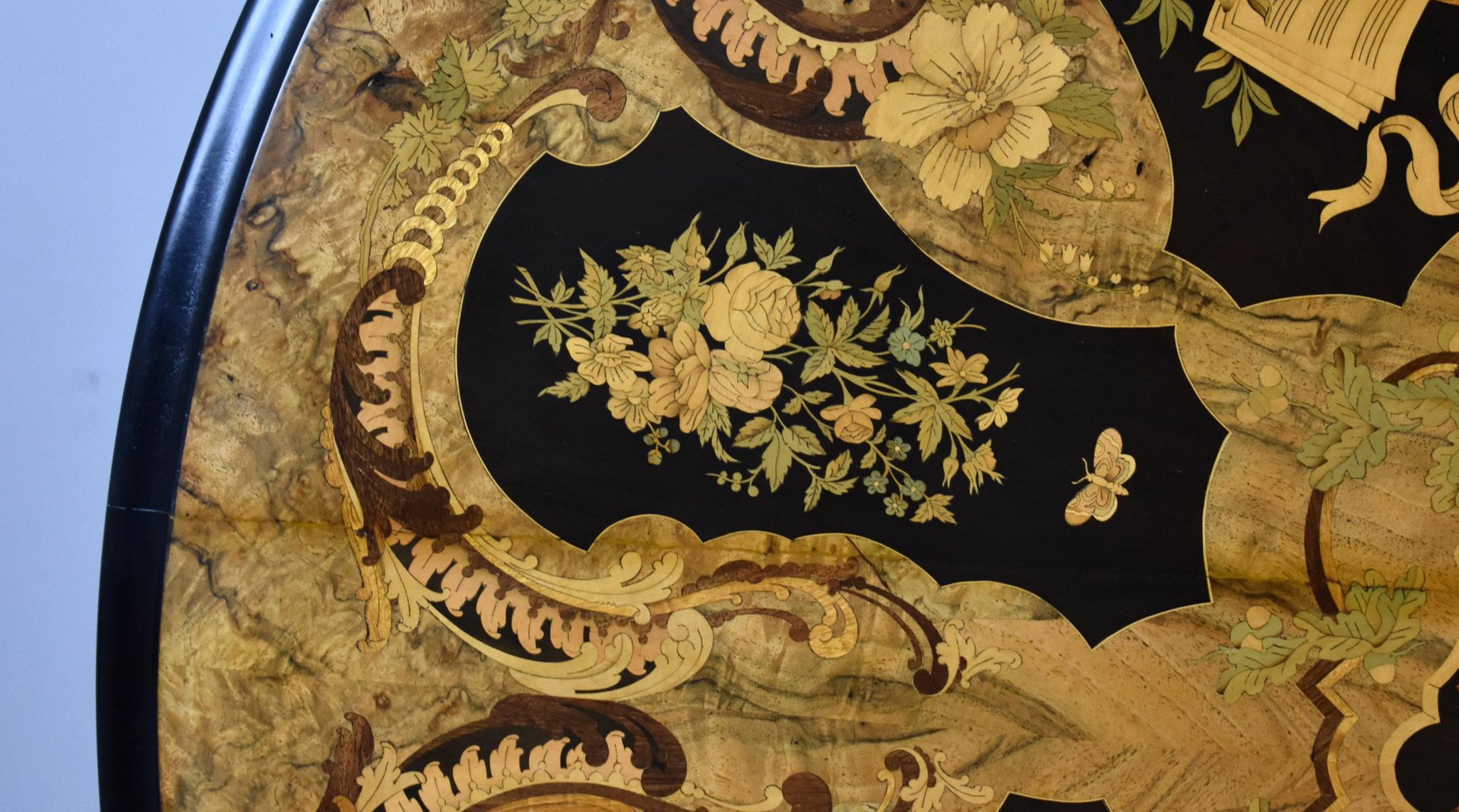 19th Century Victorian English Burr Walnut & Marquetry Circular ...