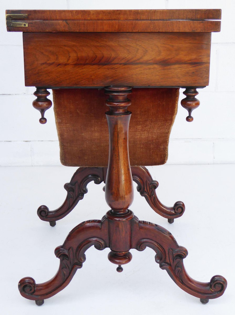 19th Century Victorian English Rosewood Games Table for sale at Pamono