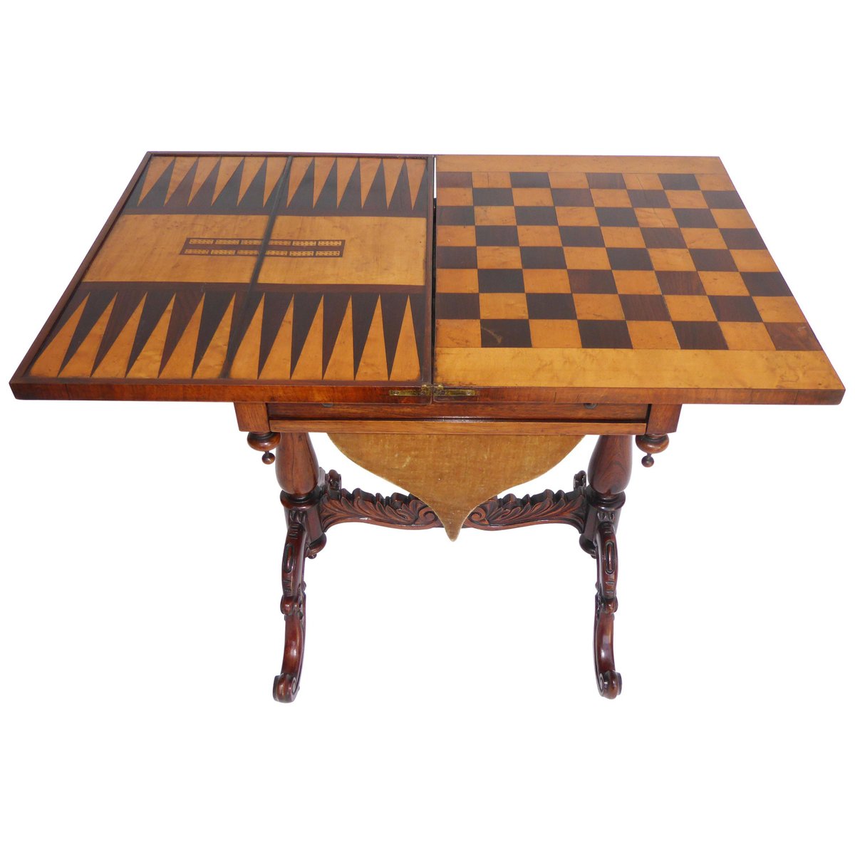 19th Century Victorian English Rosewood Games Table for sale at Pamono