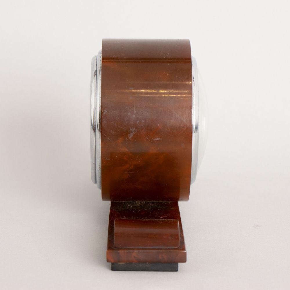 Art Deco Amber Bakelite Clock, 1930s for sale at Pamono