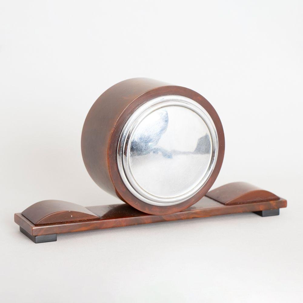 Art Deco Amber Bakelite Clock, 1930s for sale at Pamono