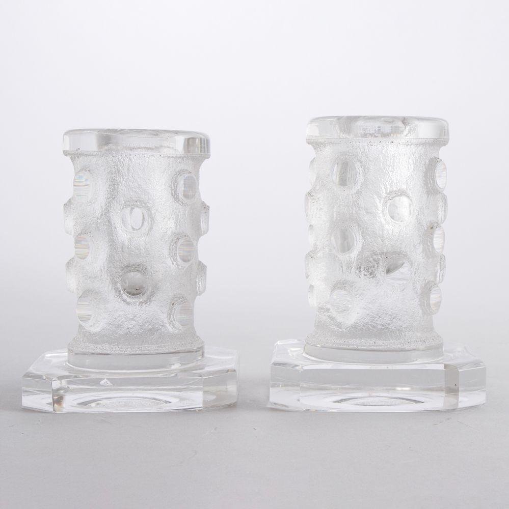 Art Deco Heavy Crystal Candlesticks from Daum, France, 1930s, Set of 2 ...