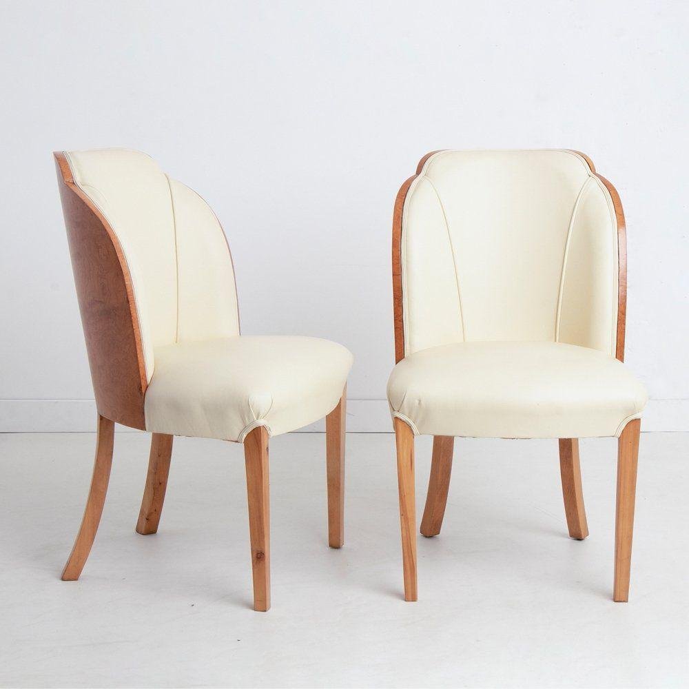 Art Deco Burr Maple Dining Chairs by Harry & Lou Epstein, Set of 4 for ...