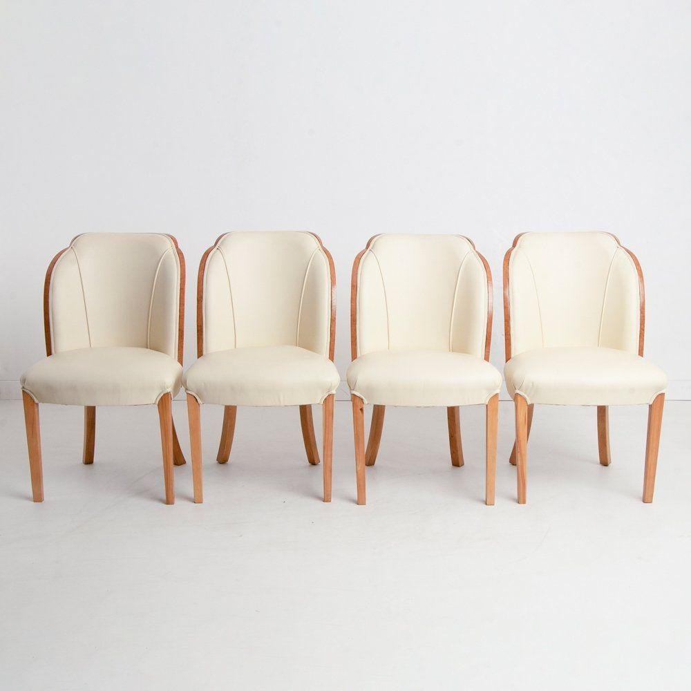 Art Deco Burr Maple Dining Chairs by Harry & Lou Epstein, Set of 4 for ...