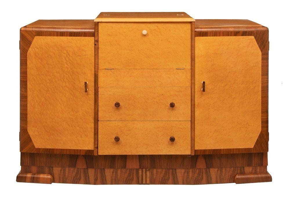 Art Deco Fall Front Cocktail Cabinet in Birdseye Maple from British ...