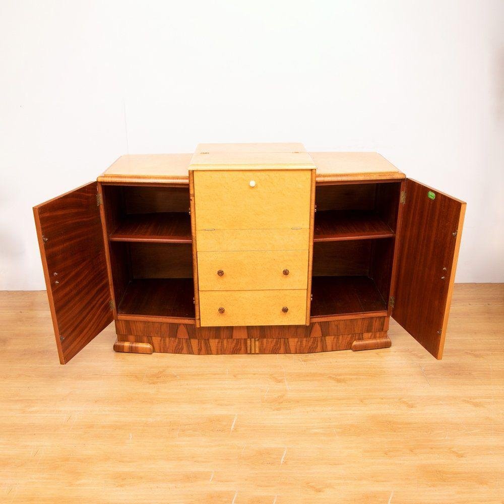 Art Deco Fall Front Cocktail Cabinet in Birdseye Maple from British ...