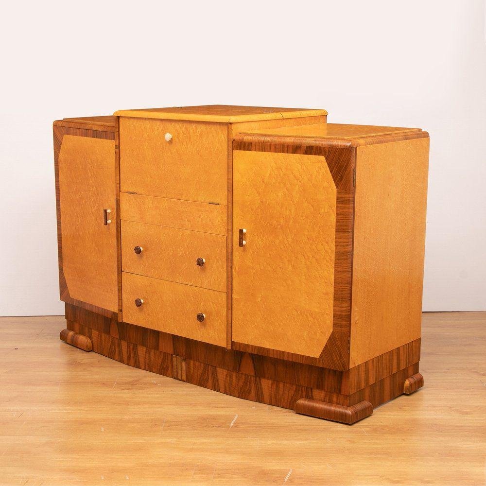 Art Deco Fall Front Cocktail Cabinet in Birdseye Maple from British ...