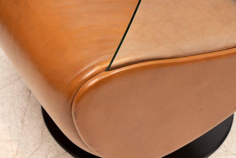 Italian Swivel Chair with Glass Panel Sides, 1970 for sale at Pamono