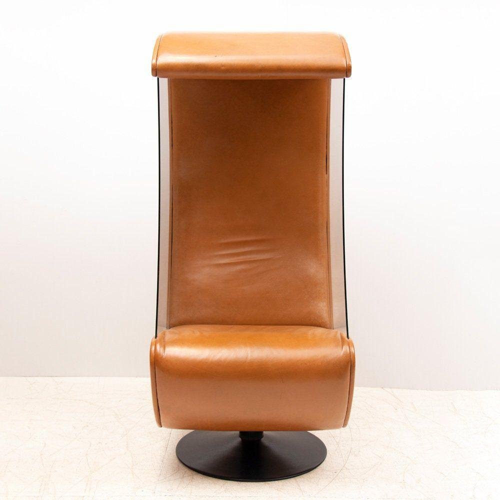 Italian Swivel Chair with Glass Panel Sides, 1970 for sale at Pamono