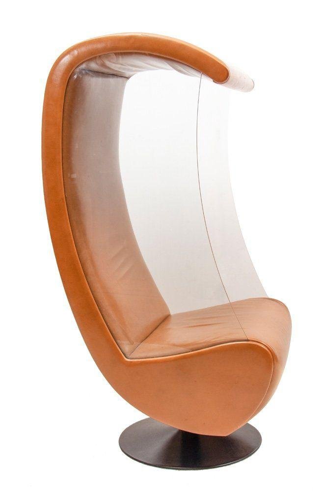 Italian Swivel Chair with Glass Panel Sides, 1970 for sale at Pamono