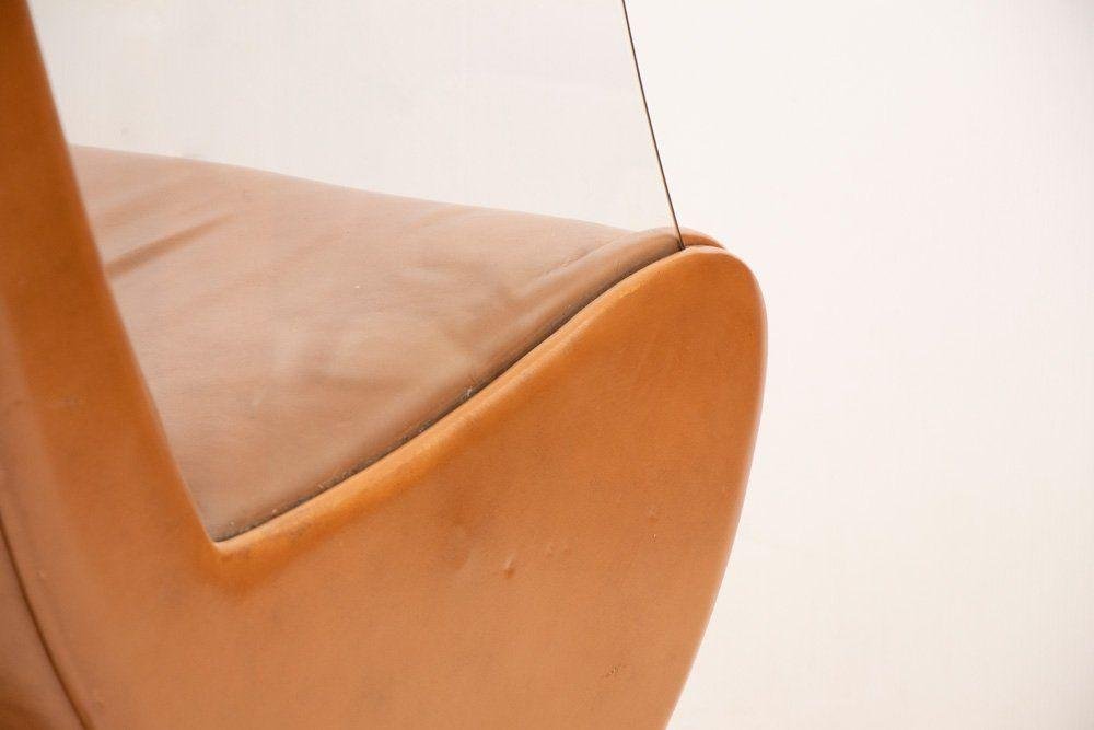 Italian Swivel Chair with Glass Panel Sides, 1970 for sale at Pamono