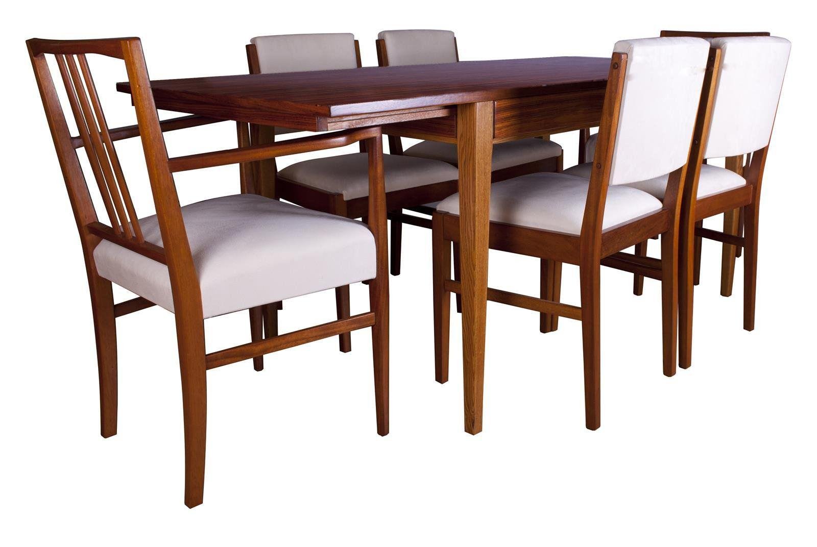 British Tulip Wood Dining Table with Chairs by Gordon Russell, Set of 7 ...