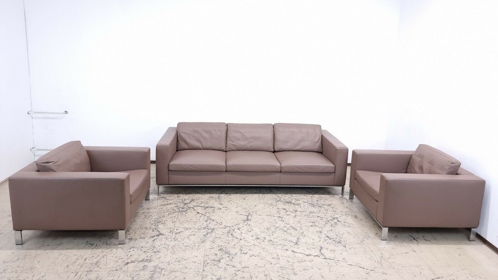 Garnitur Sofa und Sessel aus Leder von Norman Foster für Walter Knoll, 1990er, 3er Set bei ...