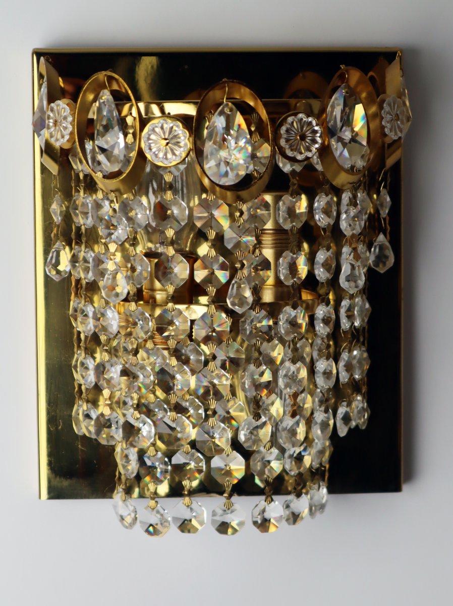 Crystal Wall Lights Waterfall Lead Crystal Prism from Palwa, 1950s for ...