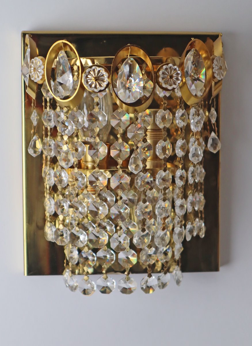 Crystal Wall Lights Waterfall Lead Crystal Prism from Palwa, 1950s for ...