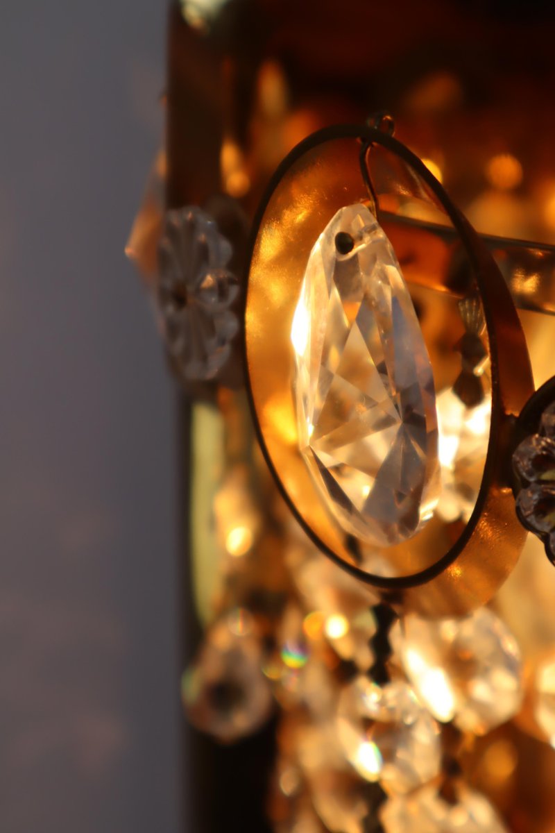 Crystal Wall Lights Waterfall Lead Crystal Prism from Palwa, 1950s for ...