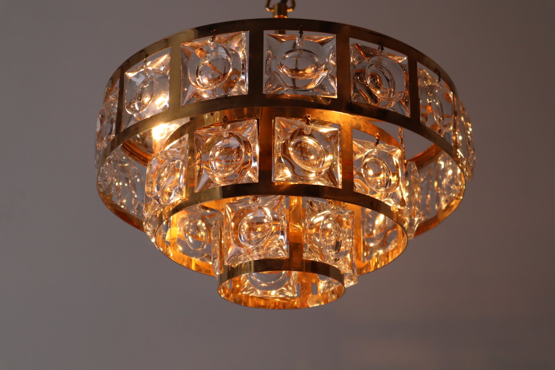 Crystal Candlestick Gold Scone from Palwa, 1980s for sale at Pamono